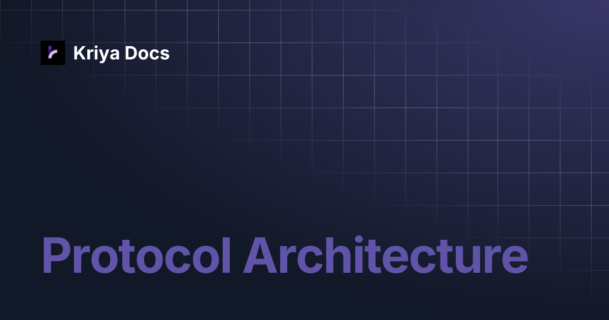 Protocol Architecture | Kriya Docs